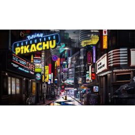 Explore with Detective Pikachu: Street Scene Anime Wallpaper Mural